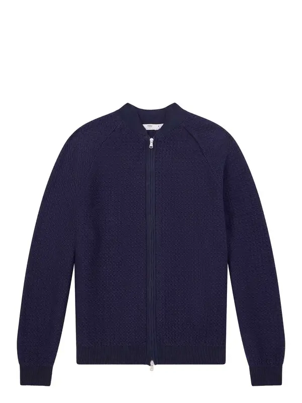 Inis Meáin Tonnta Merino Wool, Baby Alpaca And Silk-blend Bomber Jacket - Navy