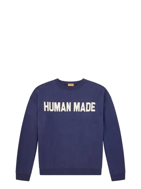 HUMAN MADE Logo-print Cotton-jersey Sweatshirt - Blue