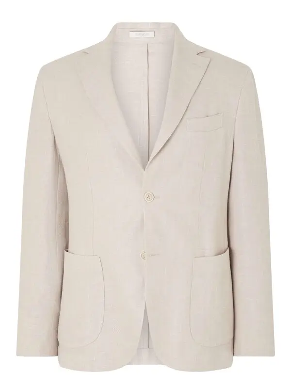 Eleventy Stretch Linen, Wool And Silk-blend Suit Jacket - Beige