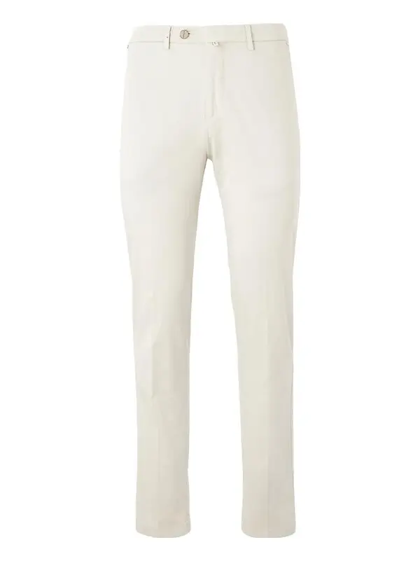 Kiton Straight-leg Stretch-cotton Trousers - Neutrals