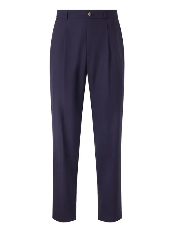 De Bonne Facture Straight-leg Pleated Super 130s Wool Suit Trousers - Blue