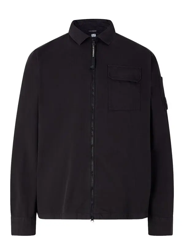 C.P. COMPANY Logo-appliquéd Organic Cotton-gabardine Overshirt - Black