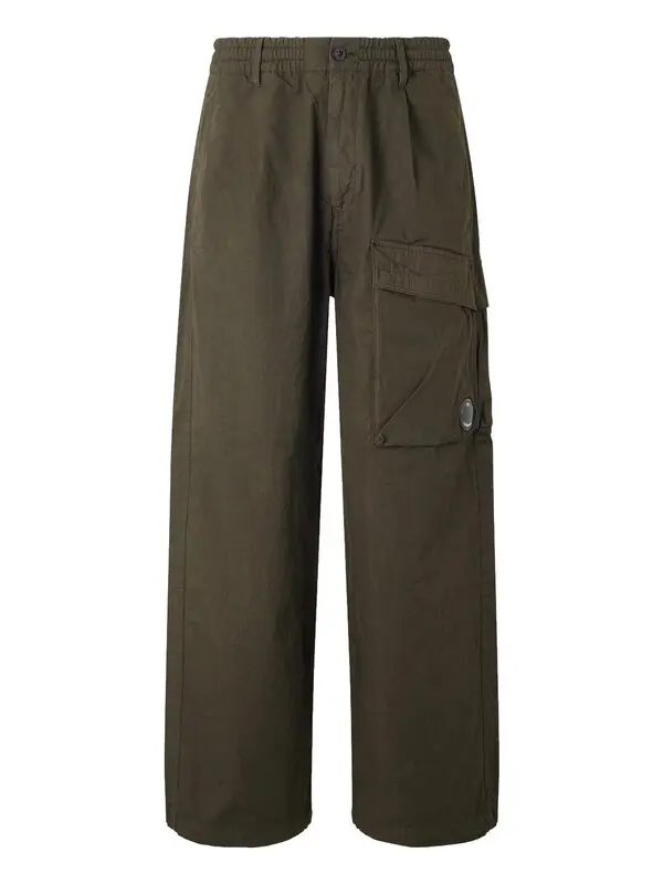 C.P. COMPANY Straight-leg Cotton Reps Cargo Trousers With Logo Appliqu - Green