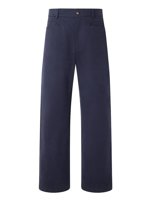 De Bonne Facture Gardian Wide-leg Cotton-twill Trousers - Blue