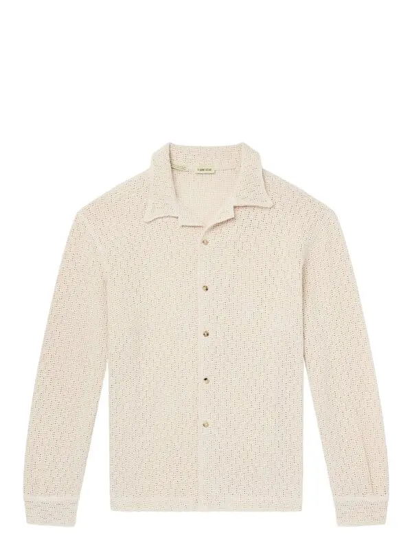 De Bonne Facture Holiday Camp-collar Crocheted Cotton Shirt - Ivory