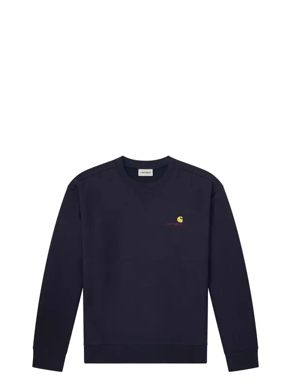 Carhartt Work In Progress Oversized Logo-embroidered Cotton-blend Jersey Sweatshirt - Navy