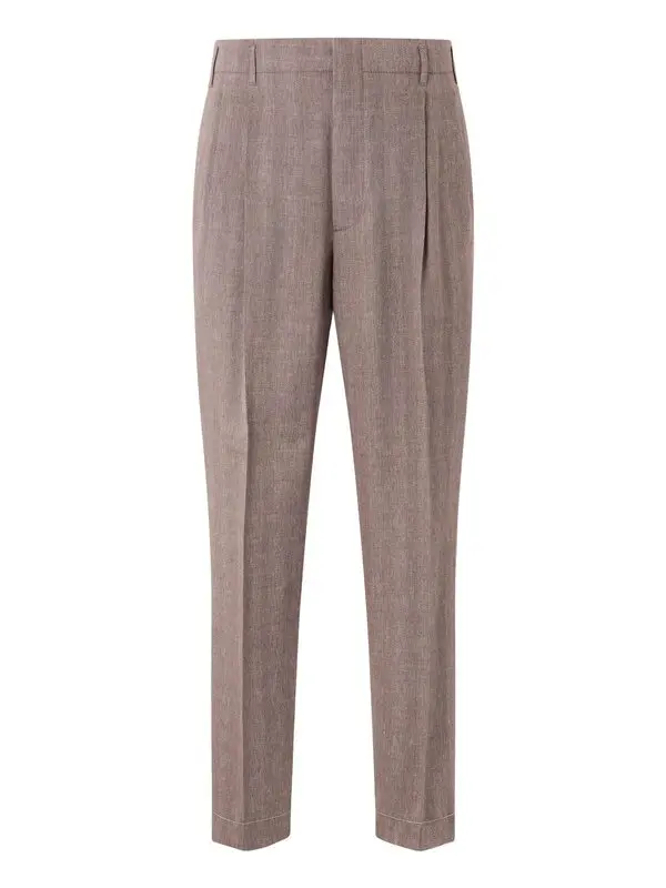 Brunello Cucinelli Straight-leg Pleated Linen And Wool-blend Suit Trousers - Light Brown