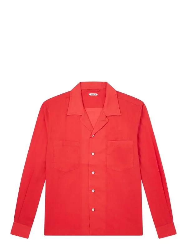 BODE Camp-collar Embroidered Cotton-voile Shirt - Red