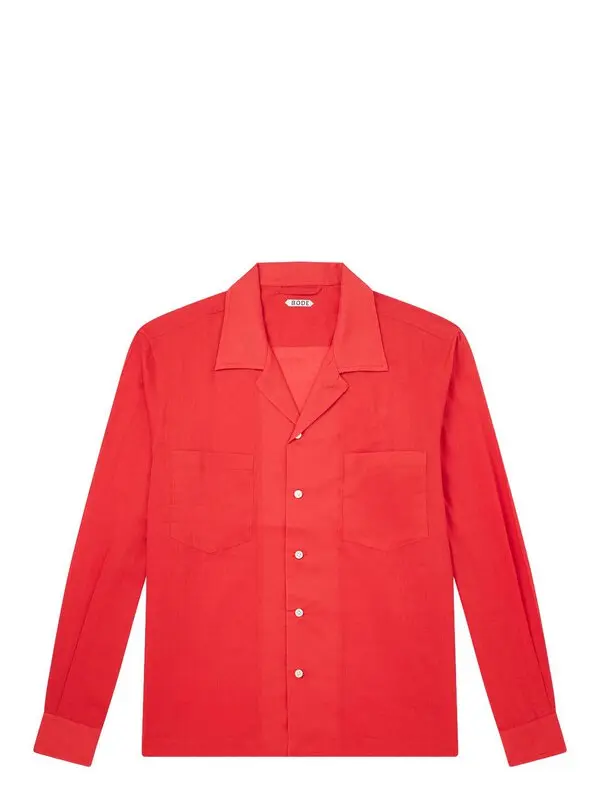 BODE Camp-collar Embroidered Cotton-voile Shirt - Red