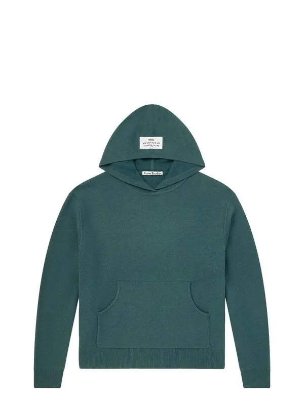 Acne Studios Logo-appliquéd Cashmere-blend Hoodie - Green