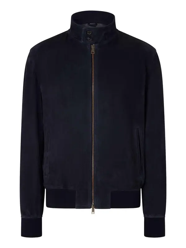 Boglioli Suede Bomber Jacket - Navy