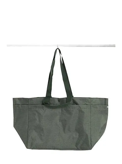 HAY Grid Medium Weekend Woven Tote Bag - Dark Green