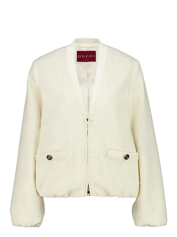 Gucci Check Cotton Tweed Jacket - Cream