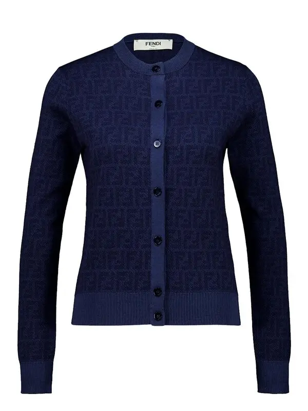 Fendi Ff Wool Cardigan - Blue