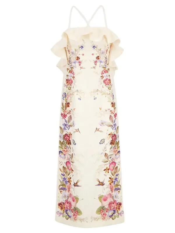 Zimmermann Patience Frill Midi Dress - Pink