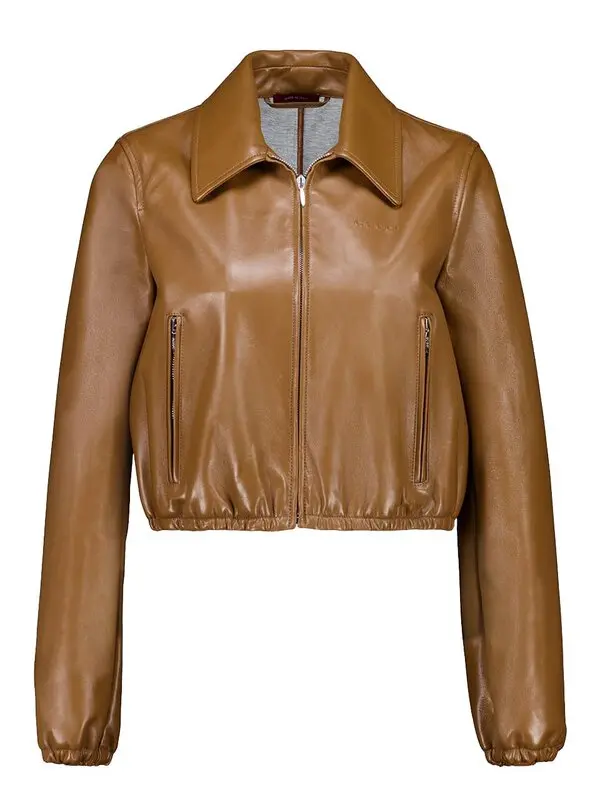 Gucci Nappa Leather Bomber Jacket - Brown
