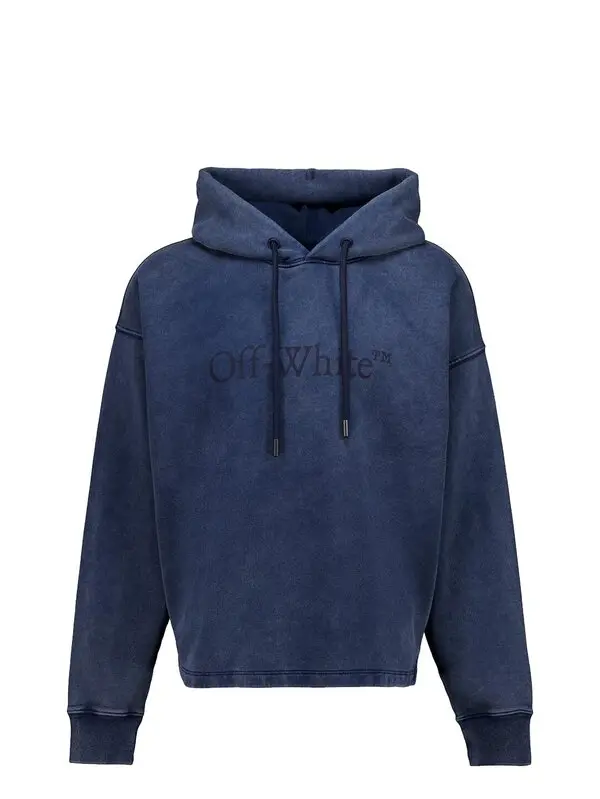Off-White Hooded Cotton Sweatshirt - Blue