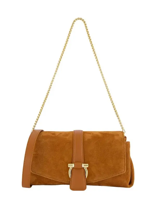 FERRAGAMO Leather Shoulder Bag - Orange