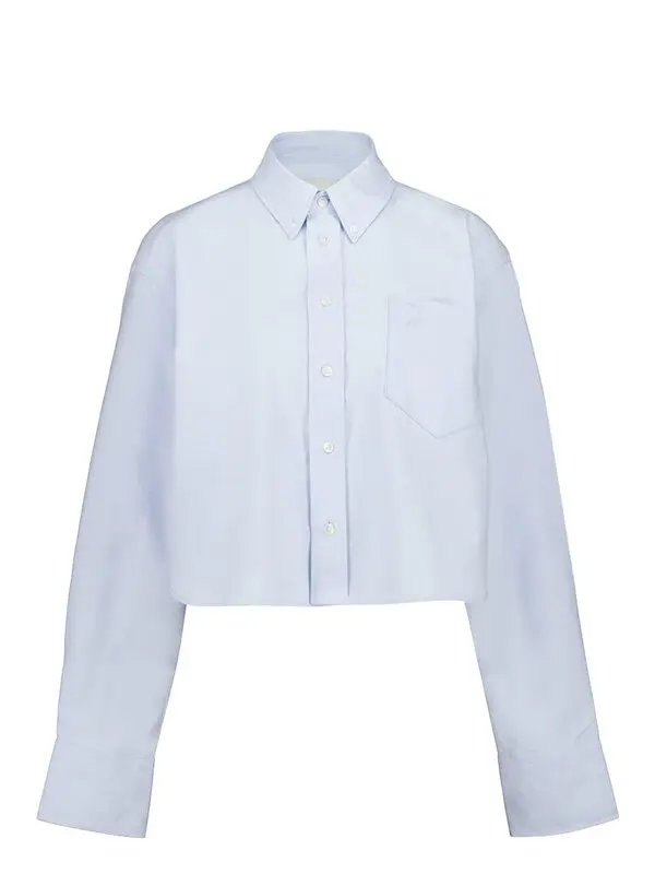 Ami De Coeur Cropped Oxford Shirt - Blue