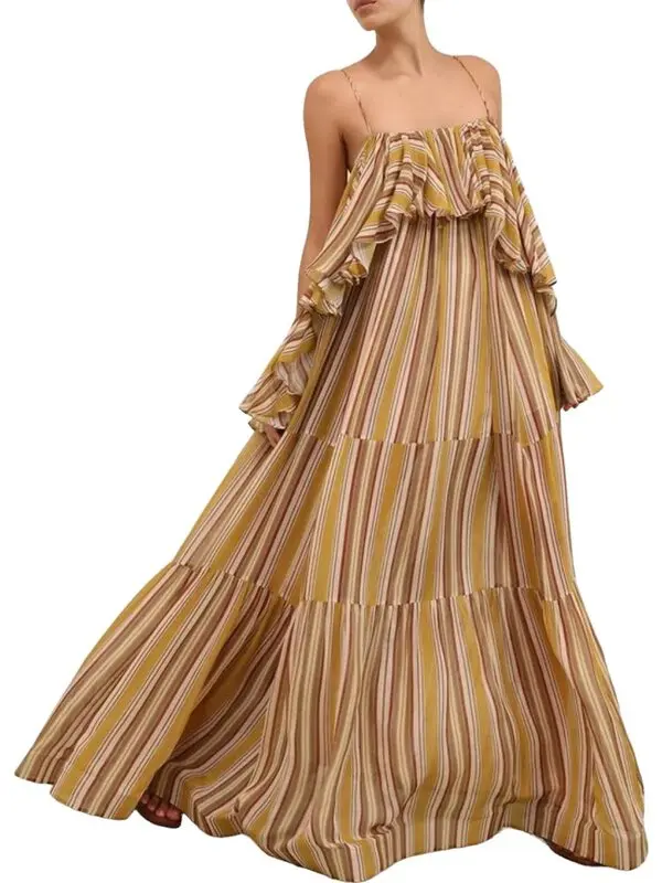 Zimmermann Rebellion Mustard Stripe Maxi Dress - Yellow