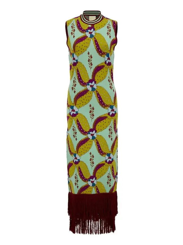 PAULA Vitória Aquageo Jacquard Fringe Dress - Multicolour