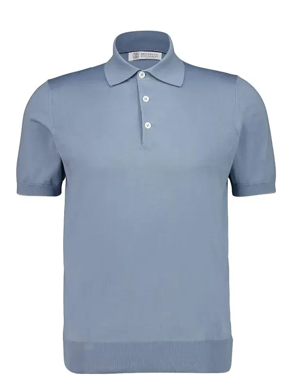 Brunello Cucinelli Light Cotton Polo Shirt - Blue