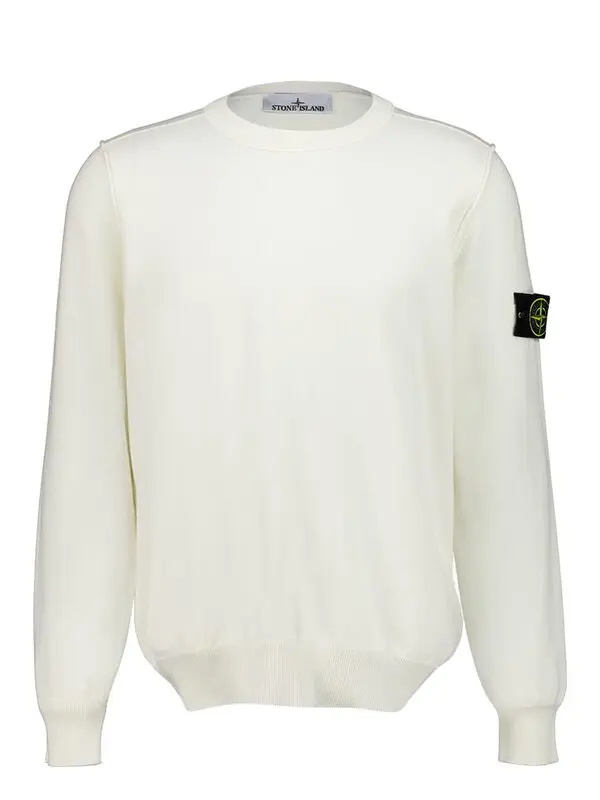 Stone Island Organic Cotton Crewneck Jumper - White