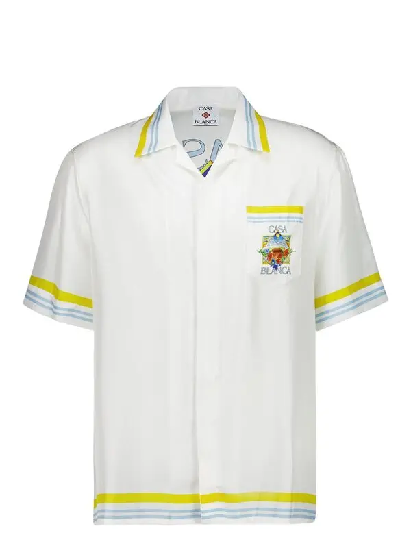 Casablanca Flower Court Silk Tennis Cuban Shirt - Multicolour