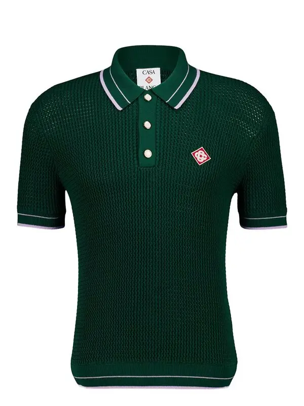 Casablanca Mini Crochet Knit Polo - Green