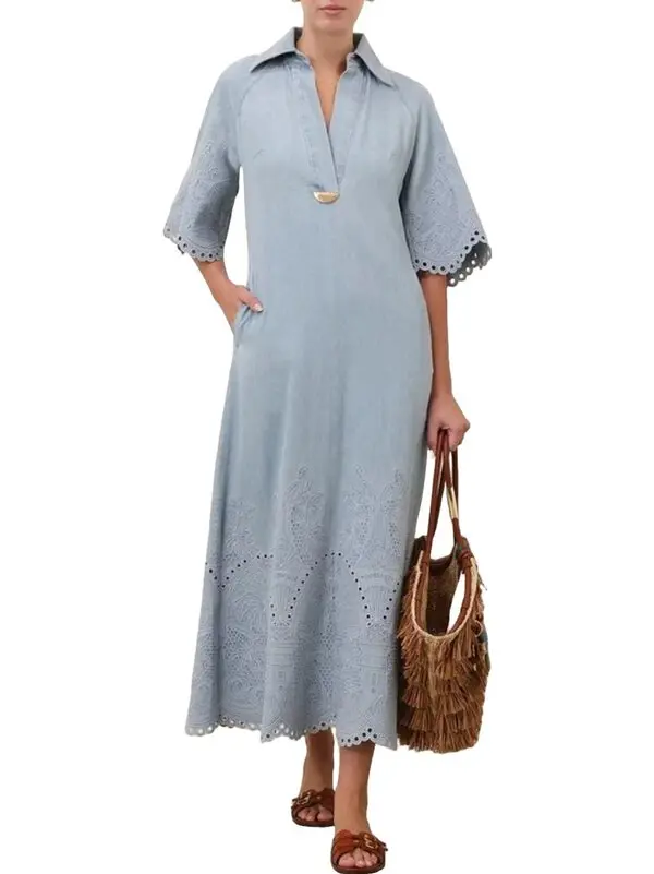 Zimmermann Denim Midi Shirt Dress - Blue