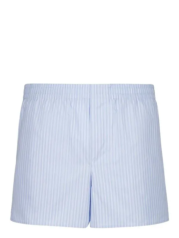 AMI Paris Striped Cotton Shorts - Blue