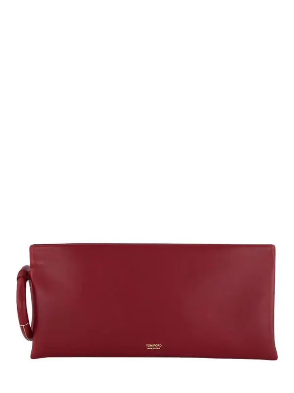 TOM FORD Aura Nappa Leather Clutch - Red