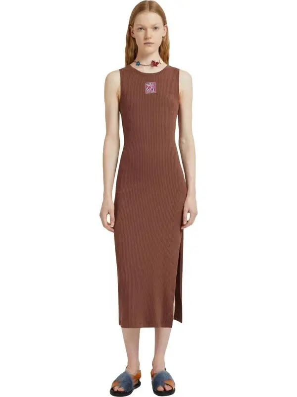 Marni Ribbed Cotton Midi Dress - Brown