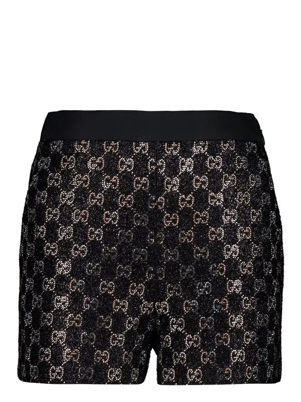 Gucci Embroidered Lamé Gg Shorts - Black