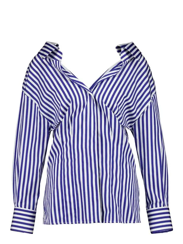 Givenchy Slashed Striped Poplin Shirt - Blue