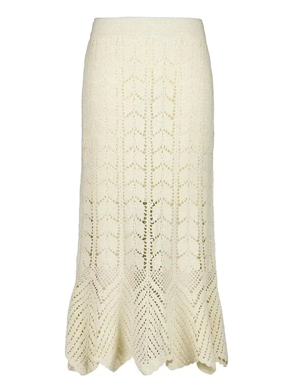Zimmermann Awaken Lace Crochet Cotton Midi Skirt - Cream