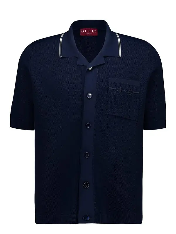 Gucci Ink Short-sleeve Viscose Polo Shirt - Blue