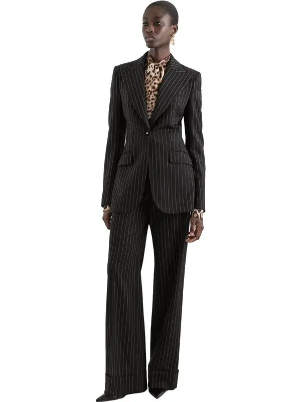 Dolce & Gabbana Single-breasted Pinstripe Wool Jacket - Black