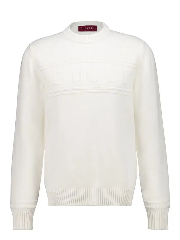 Gucci Cotton Wool Jumper With Intarsia - White