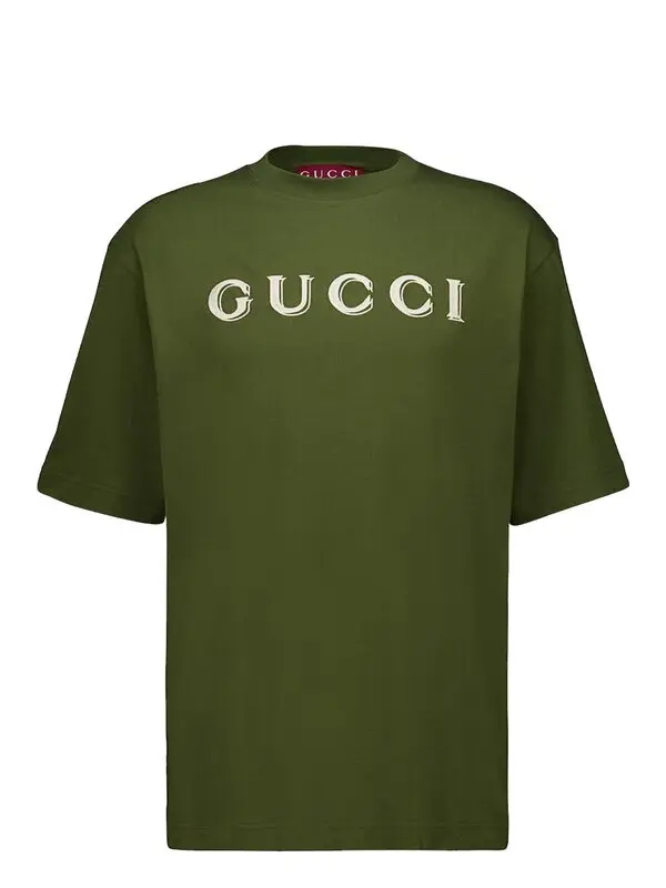 Gucci Forest Cotton Jersey T-shirt With Embroidery - Green