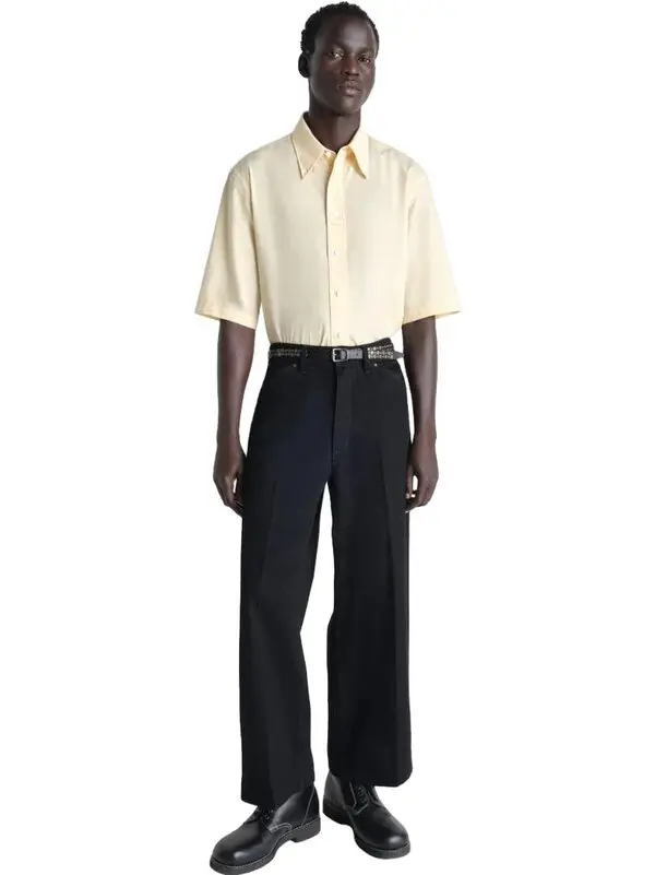 LEMAIRE Ice Apricot Short Sleeve Shirt In Washed Cotton Muslin - Yellow