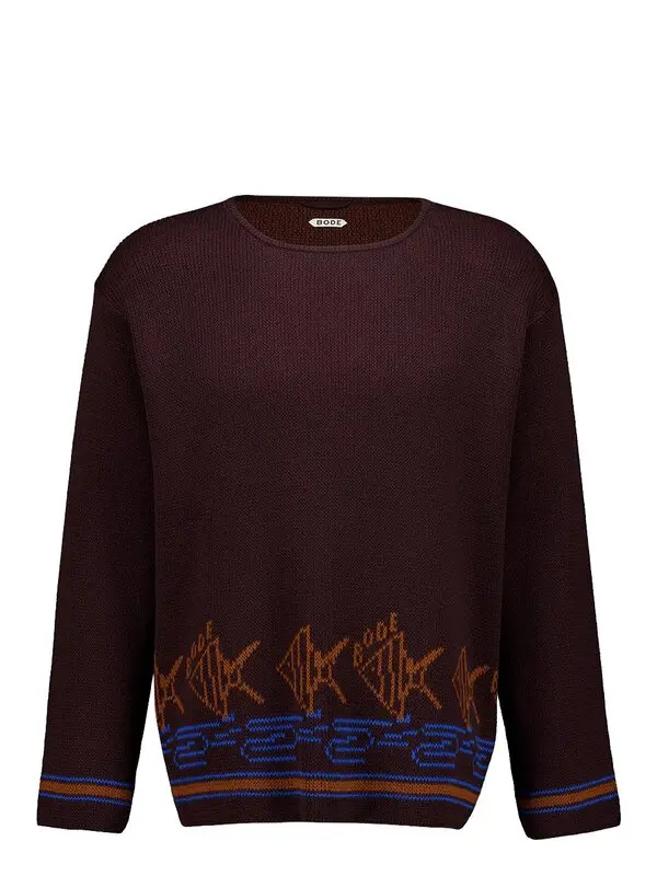BODE Fish School Cotton Sweater - Brown