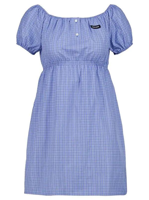 Miu Miu Celeste Cotton Mini Dress - Blue