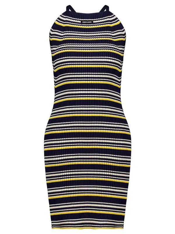 Miu Miu Striped Cotton Dress - Blue