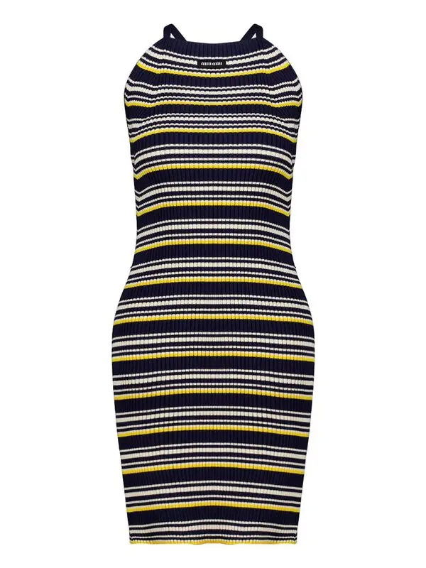Miu Miu Striped Cotton Dress - Blue