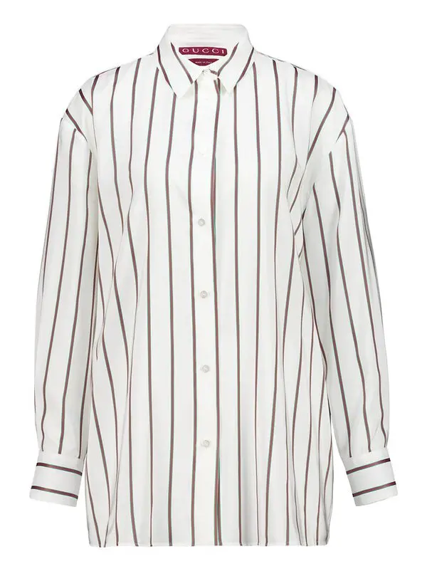 Gucci Striped Silk Shirt With Web Detail - Multicolour