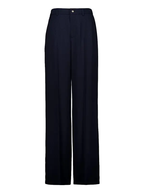 Gucci Silk Viscose Jacquard Wide-leg Trousers - Blue