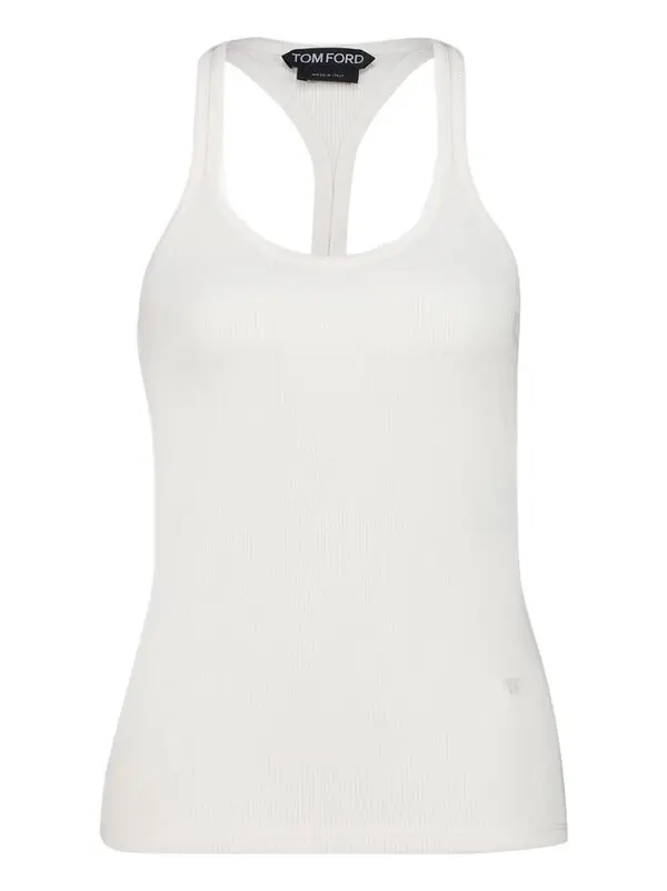 TOM FORD Ribbed Silk Tank Top - White