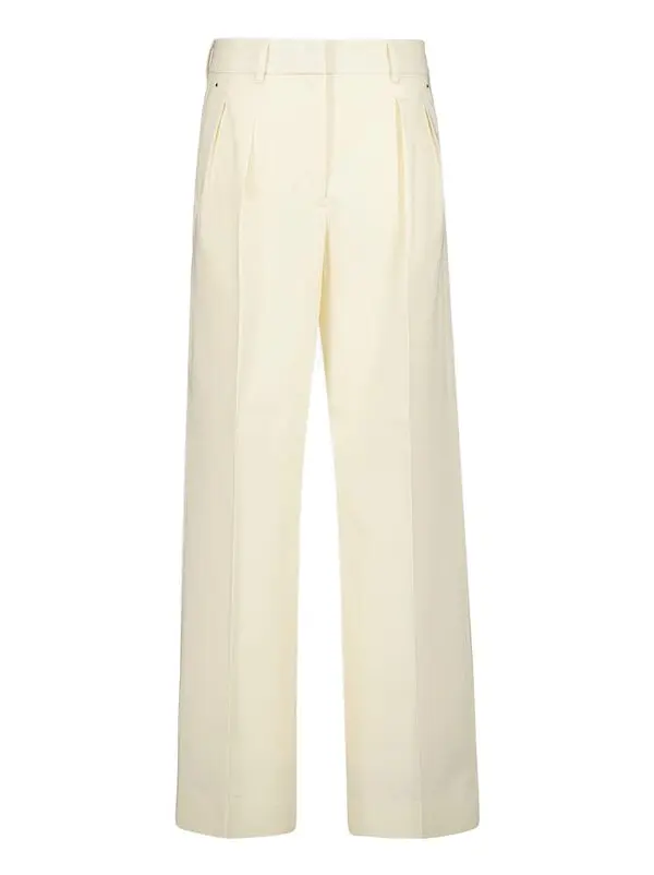 Moncler Natural Wide-leg Cotton Gabardine Trousers - Beige