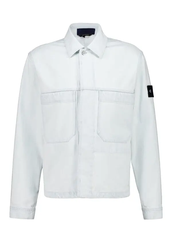 Stone Island Extra Bleach Cotton Biker Jacket - Blue